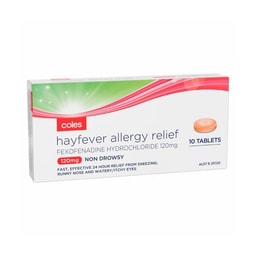 Buy Coles Hayfever Allergy Fexofenadine 180mg Tab 10 pack | Coles