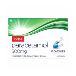 Buy Coles Paracetamol Rapid Caplets 500mg 16 pack | Coles