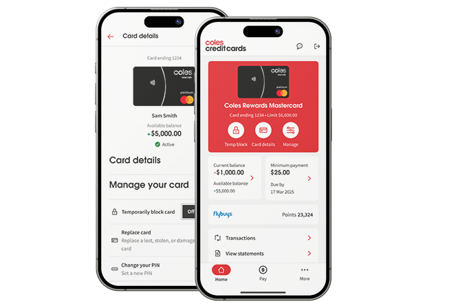 Coles Credit Cards App manage your account on the go