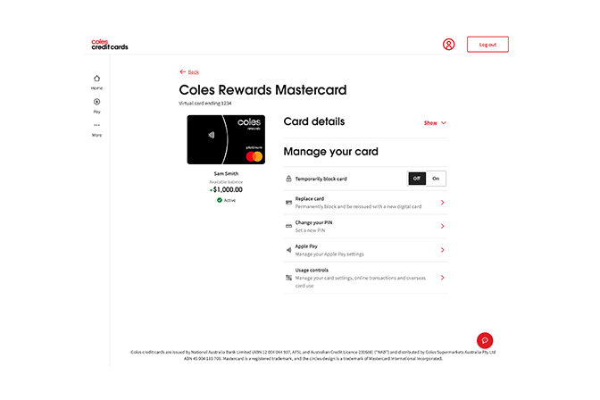 Coles Credit Cards Rewards Manage Your Card