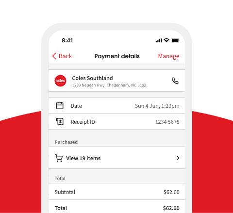 Digital receipts | Coles