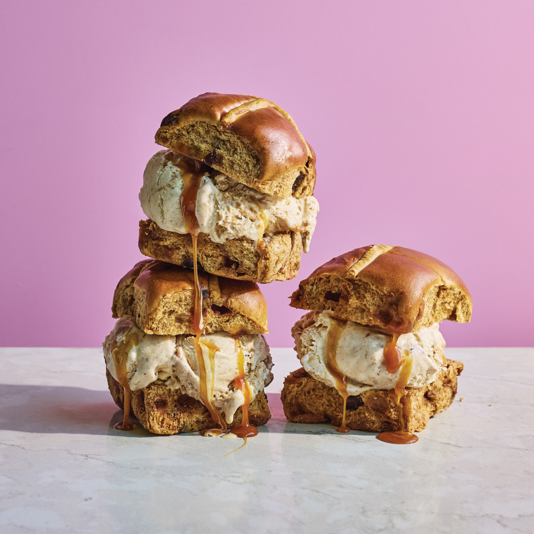 Sticky Date Hot Cross Bun Ice Cream Sandwiches Recipe | Coles