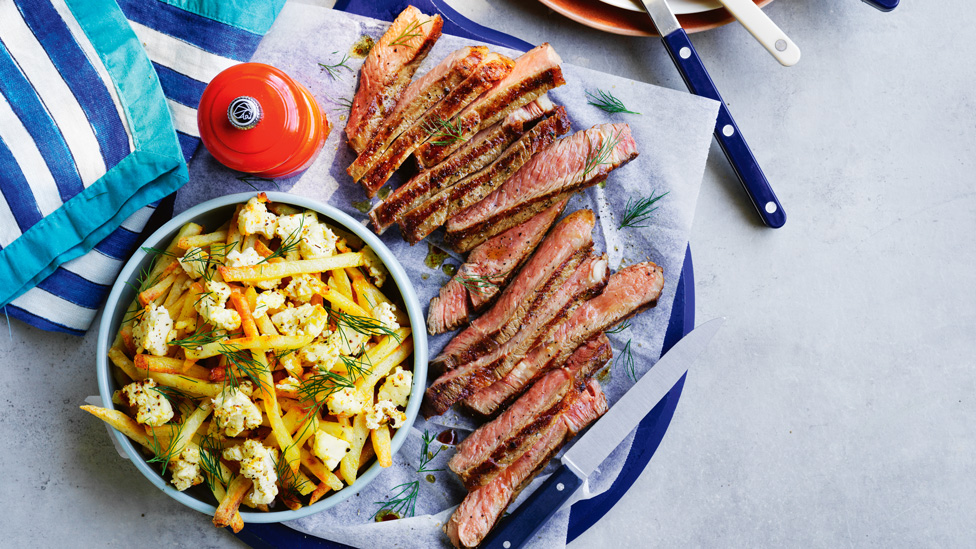Steak with Greek-style Fetta Fries Recipe | Coles