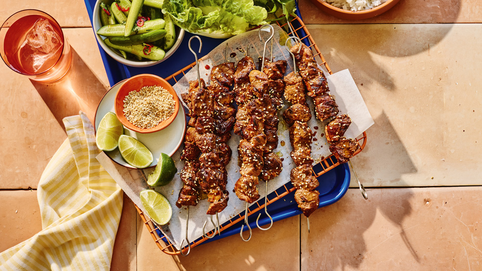 Sticky Lamb Skewers with Pickled Cucumber Recipe | Coles