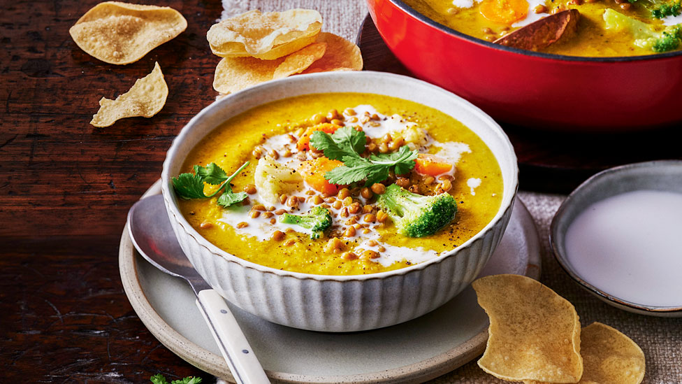 Hearty Lentil and Vegetable Soup with Mini Pappadums Recipe | Coles