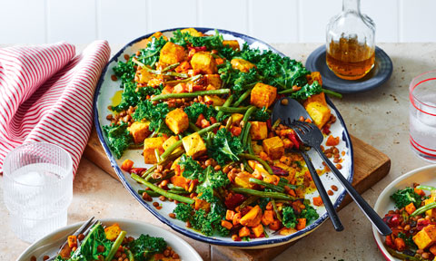 Turmeric Tofu, Lentil & Roasted Vegetable Salad Recipe | Coles