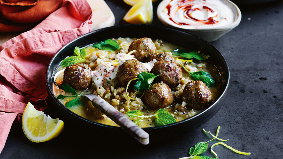 Lemony Yoghurt Soup with Spicy Lamb Meatballs Recipe | Coles