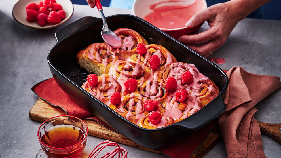 Honey & Cinnamon Buns with Raspberry Icing Recipe | Coles