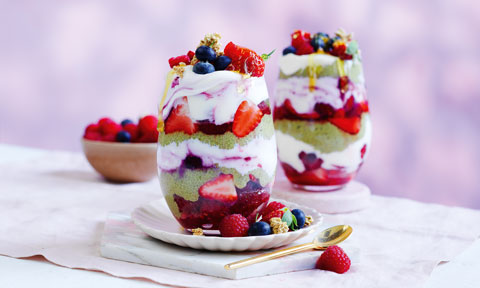 Matcha Chia Puddings with Berries & Yoghurt Recipe | Coles