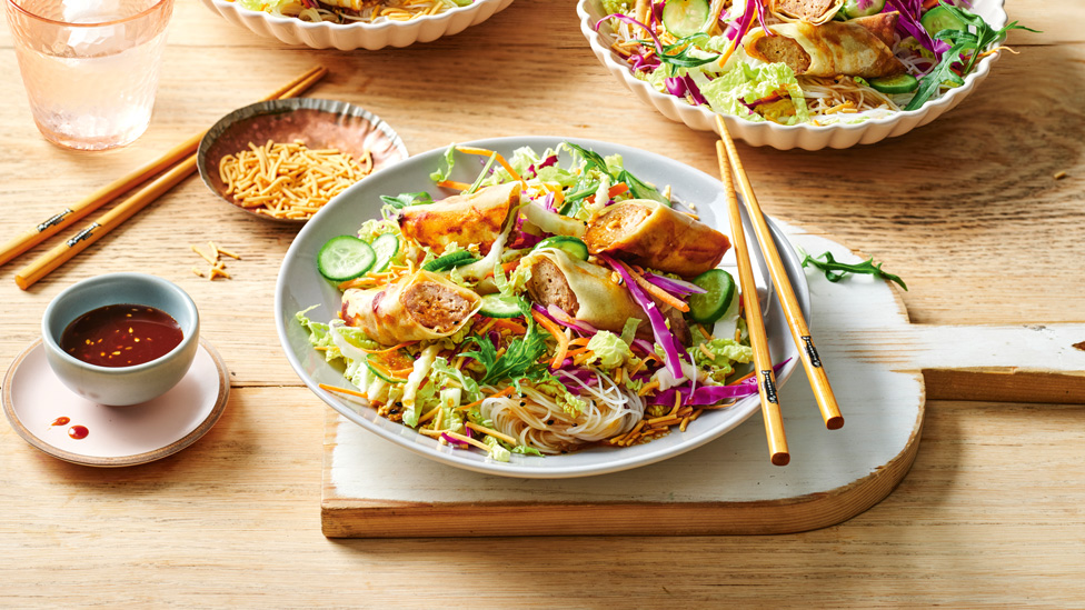 Air-Fryer Pork Spring Roll Noodle Bowl Recipe | Coles