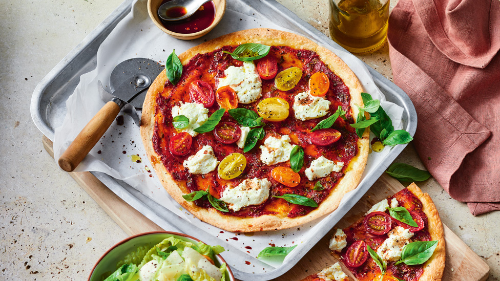 Flatbread Margherita Pizzas with Caesar Salad Recipe | Coles