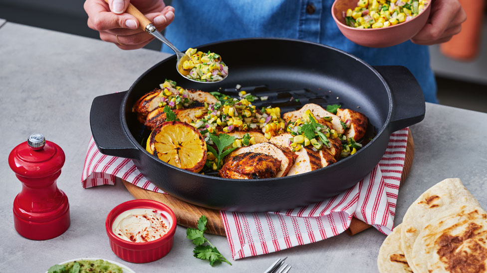 Chargrilled Chicken With Charred Corn And Green Olive Salsa Recipe | Coles