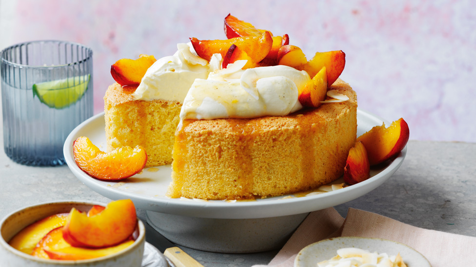Peach & Coconut Sponge Cake with Maple Syrup Recipe | Coles