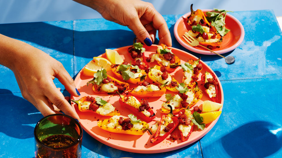 Grilled Mini Capsicums With Chilli Haloumi Recipe | Coles