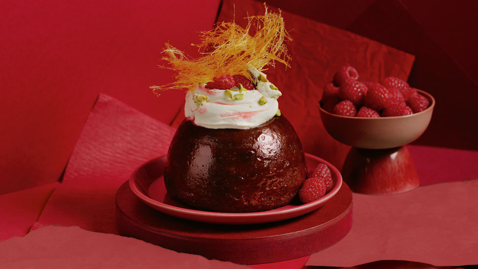 Traditional Christmas Pudding With Raspberry Cream Recipe
