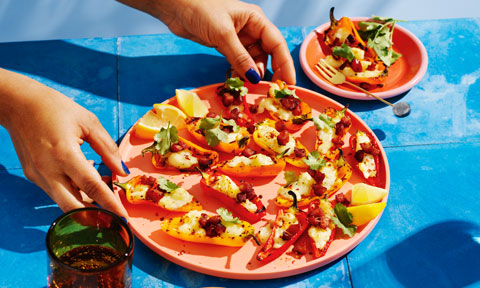 Grilled Mini Capsicums With Chilli Haloumi Recipe | Coles