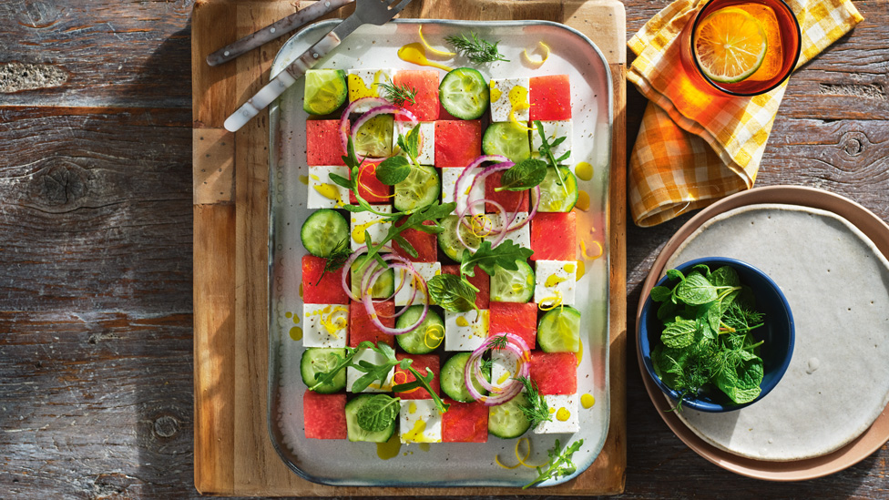 Watermelon & Fetta Checkerboard Salad Recipe | Coles