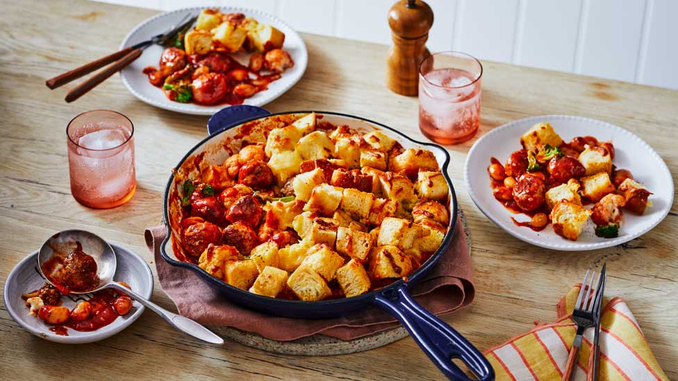 Meatball, Vegetable & Garlic Bread Bake Recipe | Coles