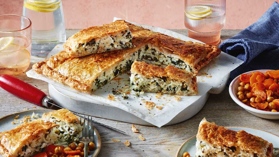 Spinach & Fetta Rice Pie with Roasted Carrots Recipe | Coles