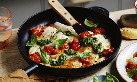 Grilled Basa with Tomato & Pesto Sauce Recipe | Coles