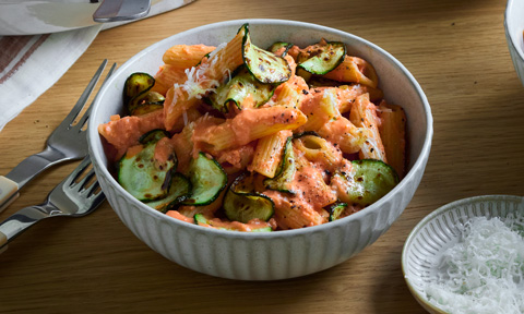 Cheesy Tomato Pasta With Crispy Zucchini Recipe | Coles