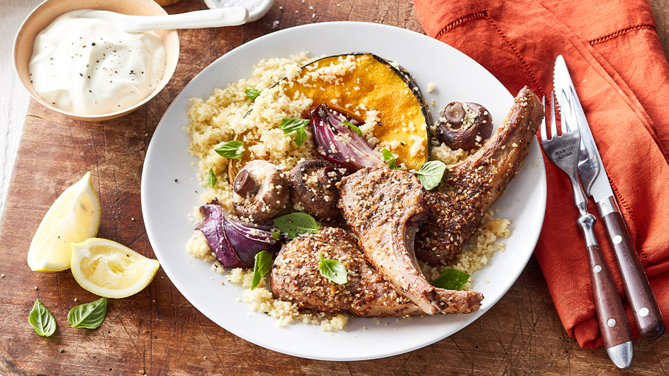 Dukkah-Crusted Lamb with Roast Pumpkin Couscous Recipe | Coles