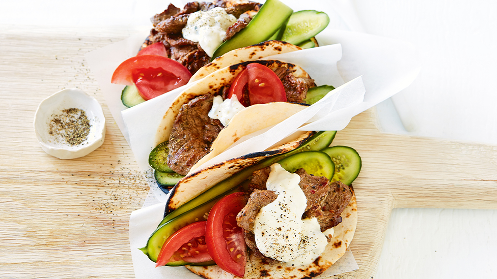 Quick and Easy Souvlaki Lamb Salad Wraps Recipe | Coles