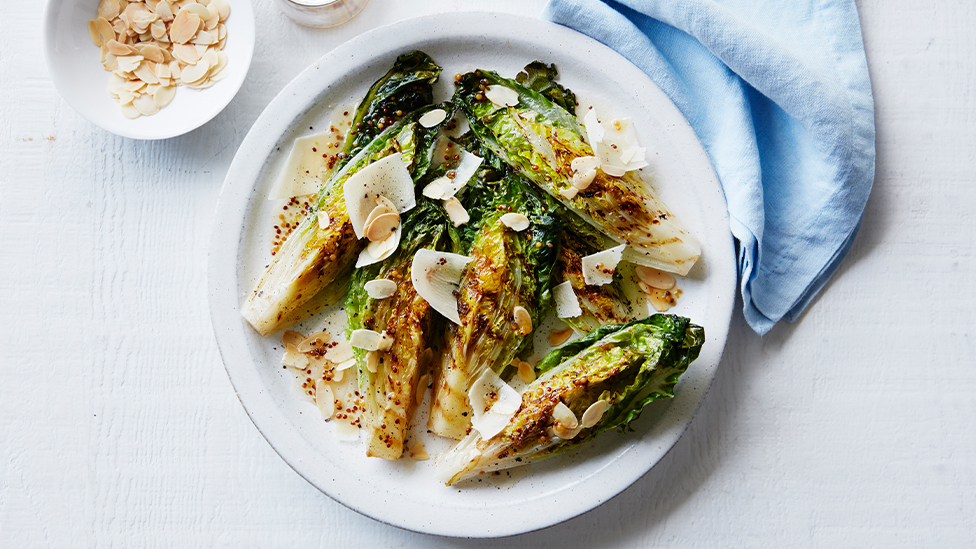 Quick & Easy Grilled Cos Lettuce with Almonds Recipe | Coles