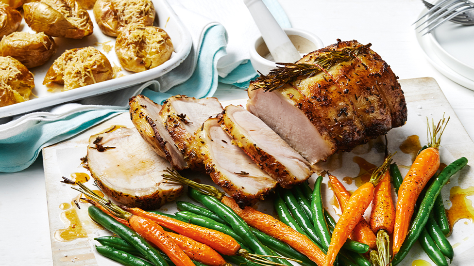 Herbed Pork Loin with Parmesan Potatoes Recipe | Coles
