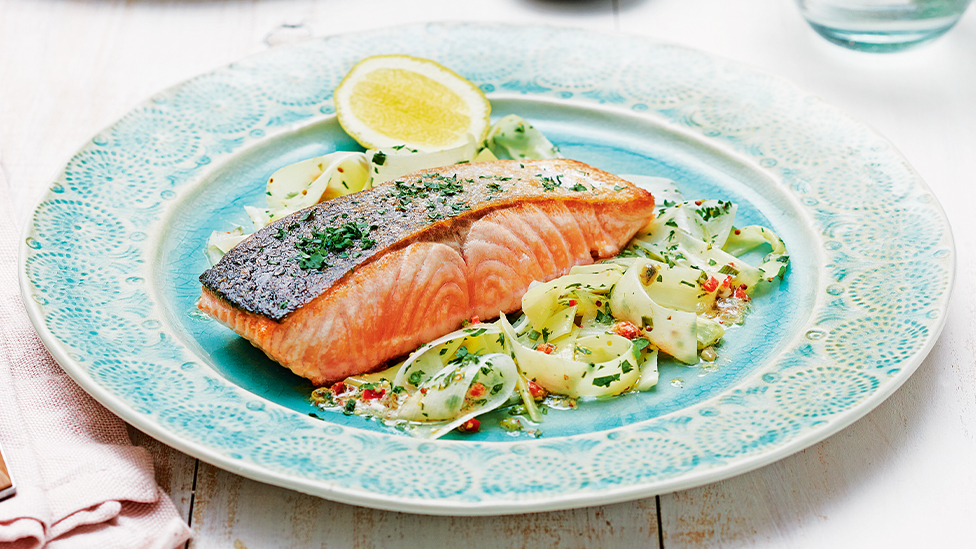 Pan-Roasted Salmon Fillets with Leek Vinaigrette Recipe | Coles