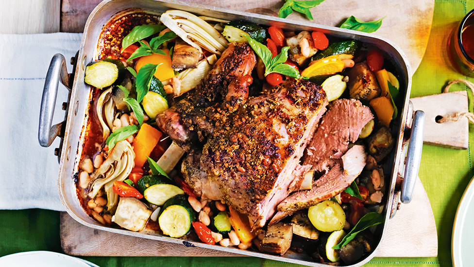 Pesto-Rubbed Lamb with White Bean Caponata Recipe | Coles
