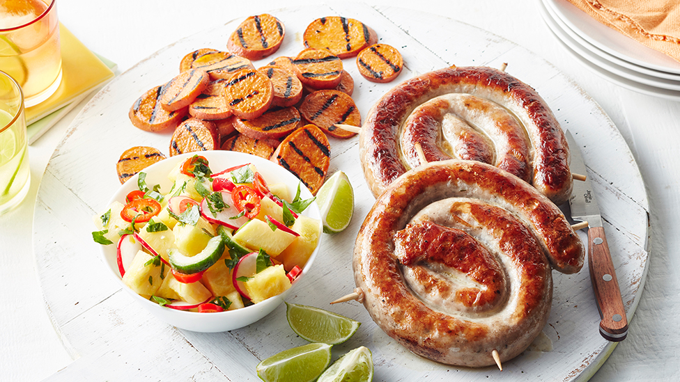 Spiral Pork Sausages with Fresh Pineapple Salsa Recipe | Coles