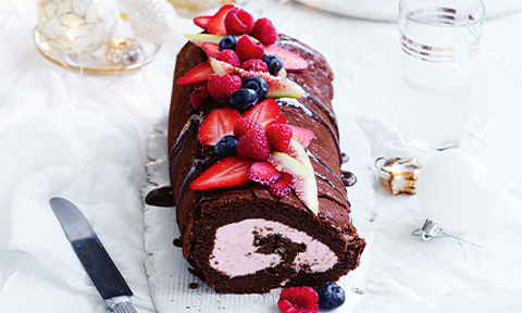 Chocolate Roulade with Raspberry Cream Recipe | Coles