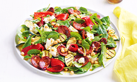Chorizo, Chickpea & Baby Spinach Salad Recipe | Coles