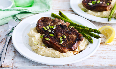 Harissa Spiced Lamb Chops with Hummus Mash Recipe | Coles