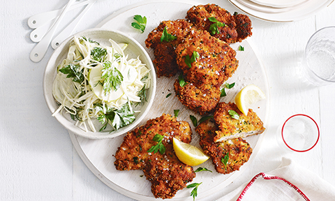 Herby Schnitzel with Winter Slaw Recipe | Coles