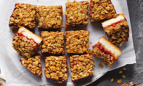 Rhubarb Jam Sponge with Oat Crumble Recipe | Coles