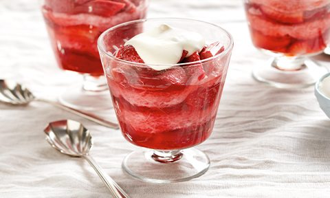 Strawberry-Rhubarb Spring Pudding with Almond Cream Recipe | Coles
