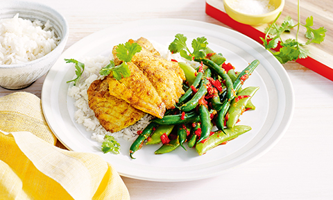 Turmeric Fish with Sambal Beans Recipe | Coles