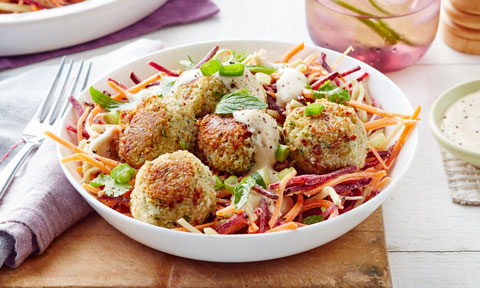Vegan Quinoa & Chickpea Balls with Beetroot Slaw Recipe | Coles