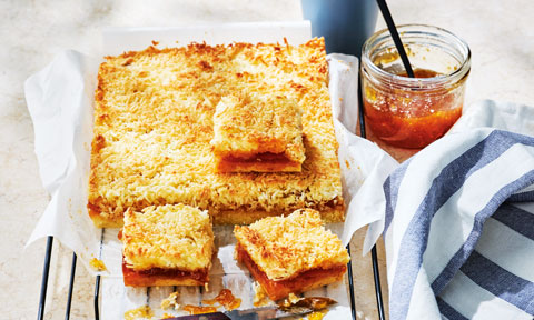 Apricot Jam and Coconut Slice Recipe | Coles