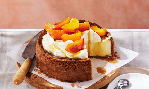 Roasted Peach and White Chocolate Cheesecake Recipe | Coles