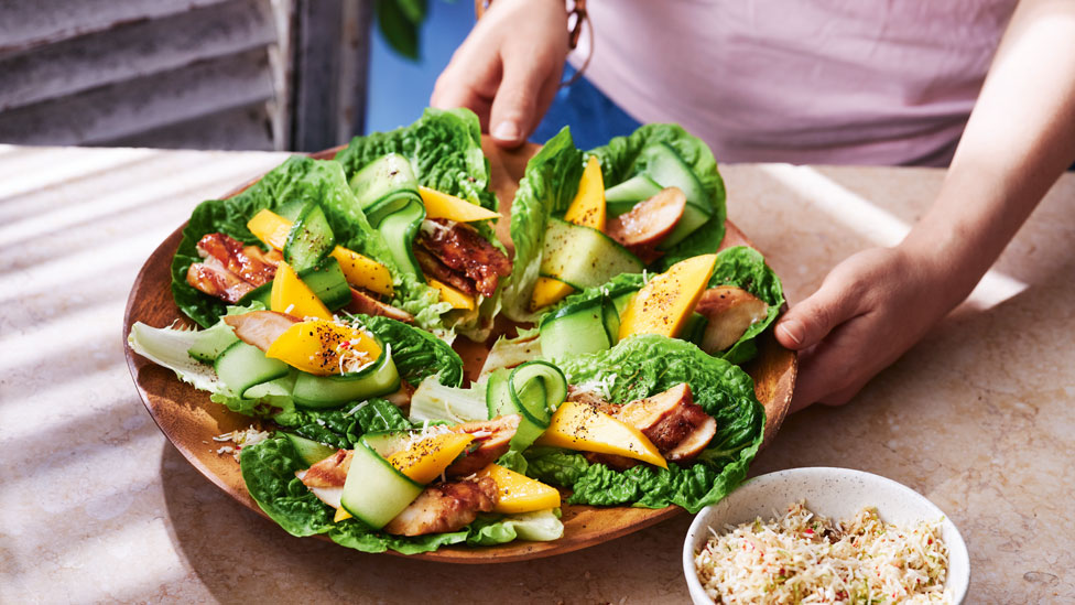 Chicken and Mango Lettuce Cups with Coconut Sambal Recipe | Coles