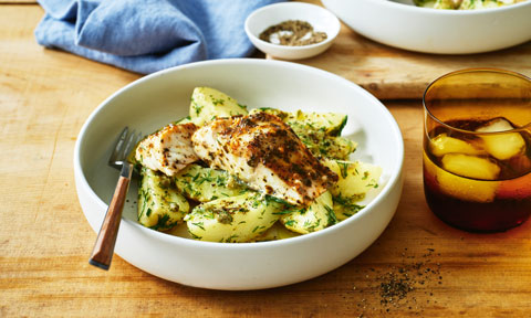 Garlic and Herb Fish Recipe with Potato Salad | Coles