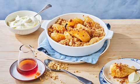 Poached Pear Recipe with Crumble | Coles