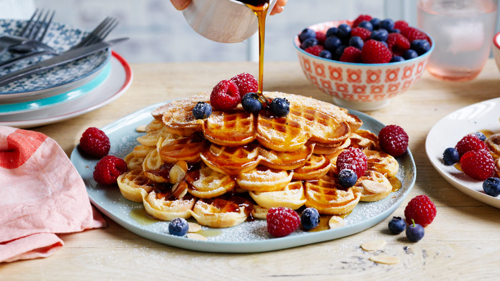 Waffle Recipe with Mixed Berries and Maple Syrup | Coles